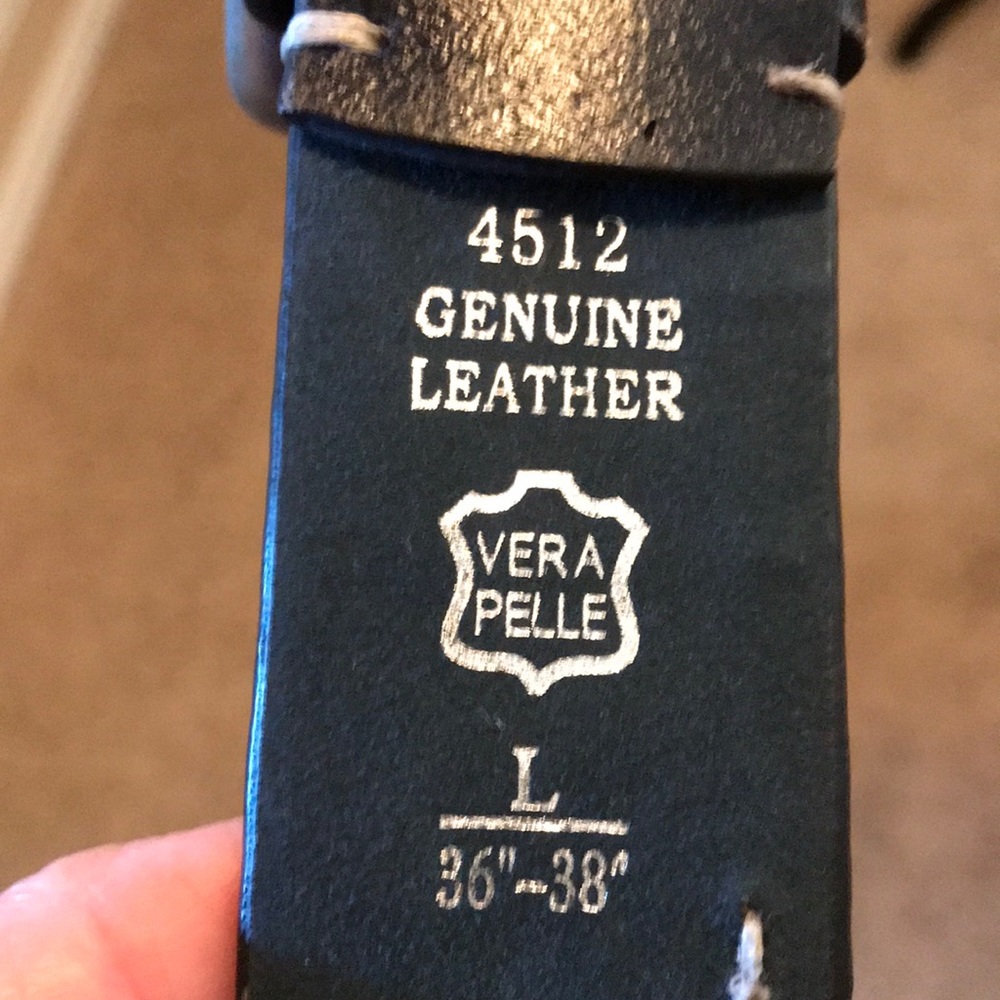 Vera Pelle Belt Black With Brass Concho Accents! - Gem